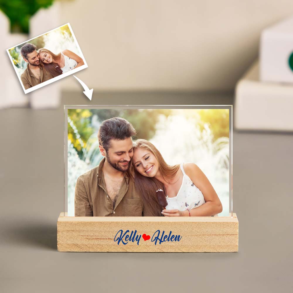 Custom Photo Acrylic Wooden Base Decor Gift for Her - MadeMine Custom ...