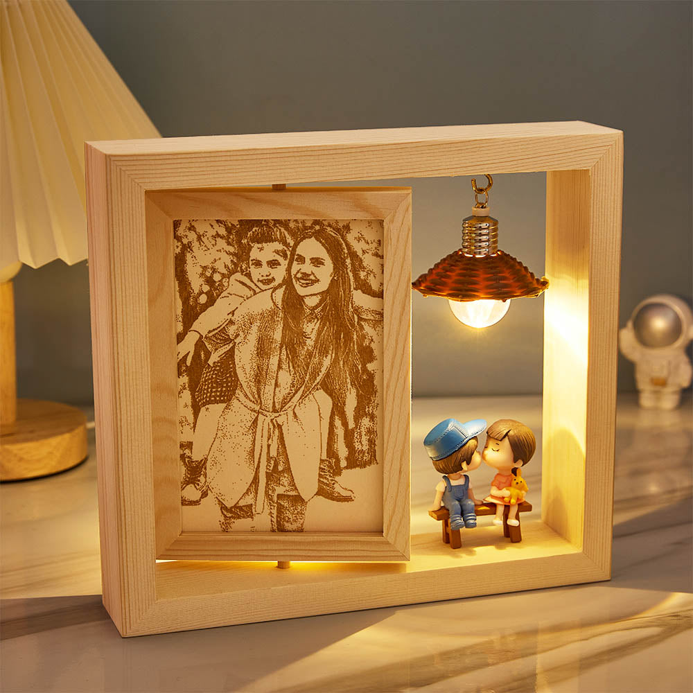 Custom Photo Frame Double Sided Rotating Photo Frame Woodcut Ornament ...