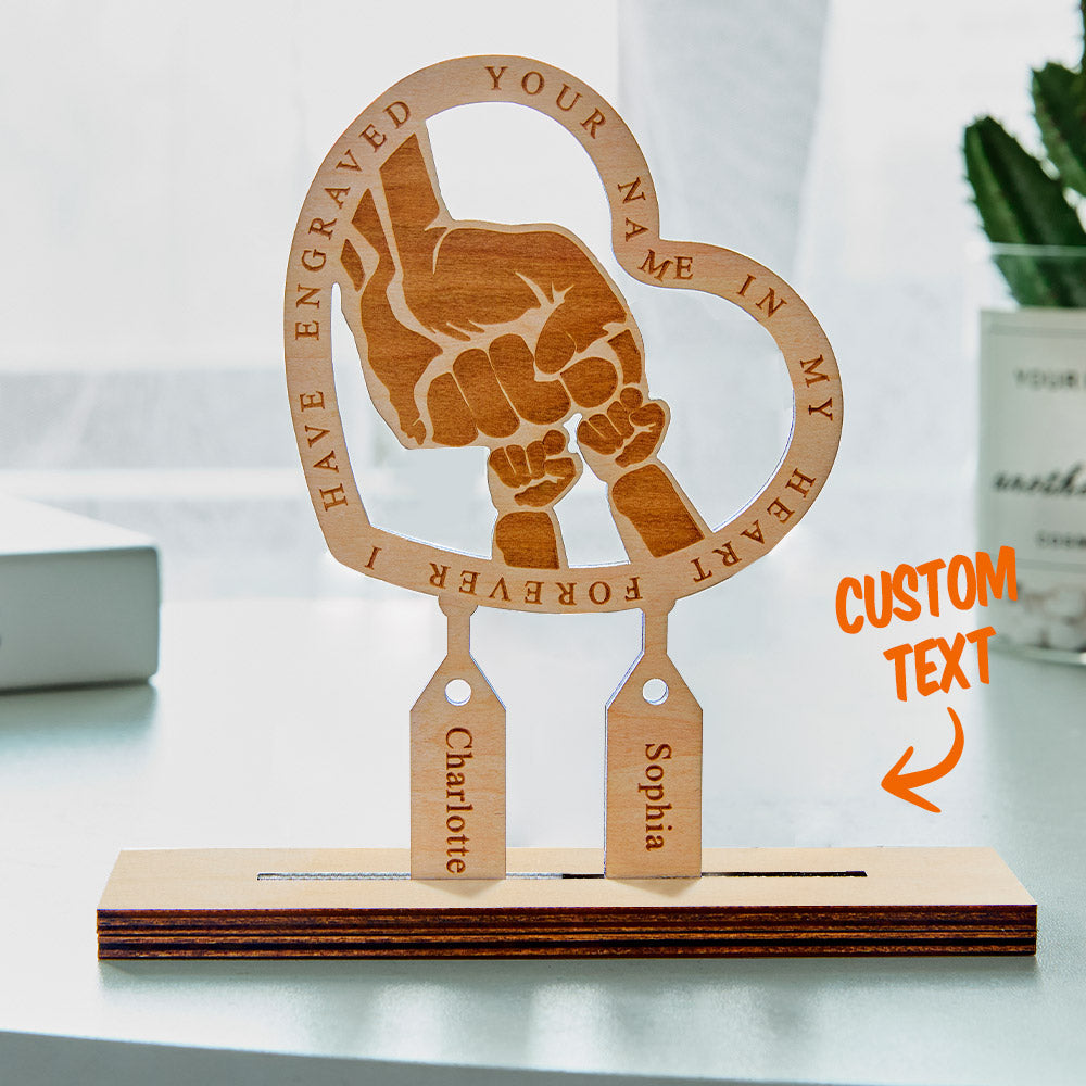Engraved Family Hand Punch Together Shape Ornament Personalized Names ...