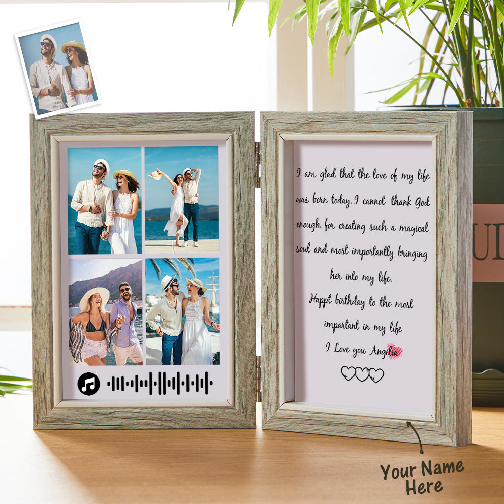 Scannable Custom Spotify Photo Frame Custom Engraved Creative Wooden ...