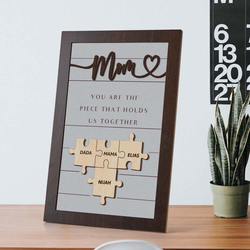Custom Engraved Name and Text Pieces Custom Jigsaw Picture Frame Mother ...