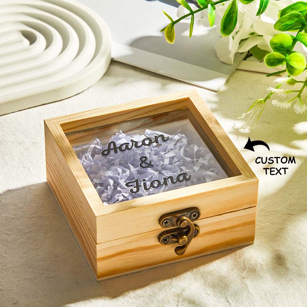 Personalized Transparent Glass Wooden Box With Text Creative Storage ...