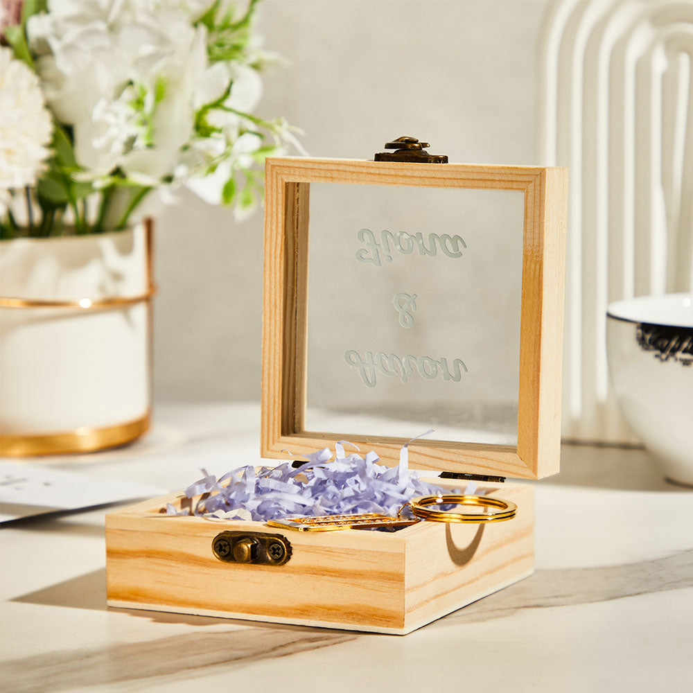 Personalized Transparent Glass Wooden Box With Text Creative Storage ...