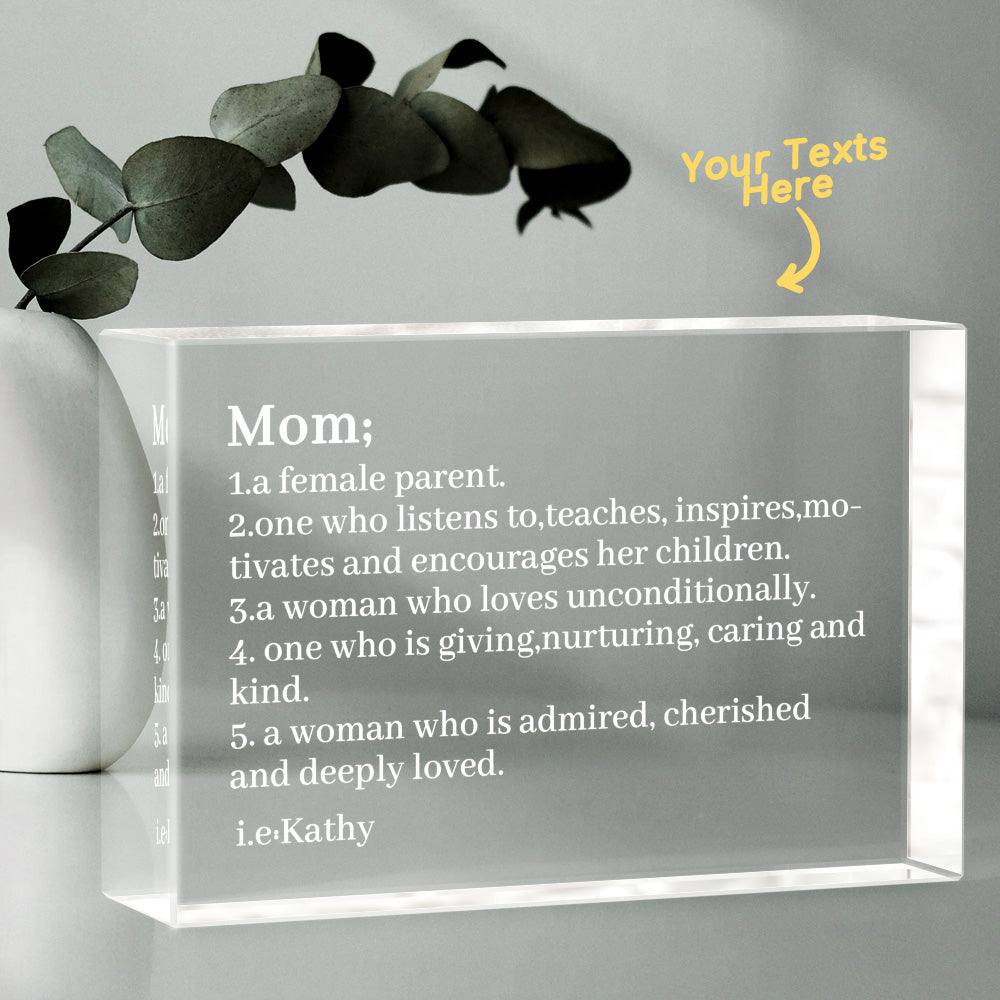 Engraved 2D Crystal Personalized Defined Glass Block Gifts For Mom ...