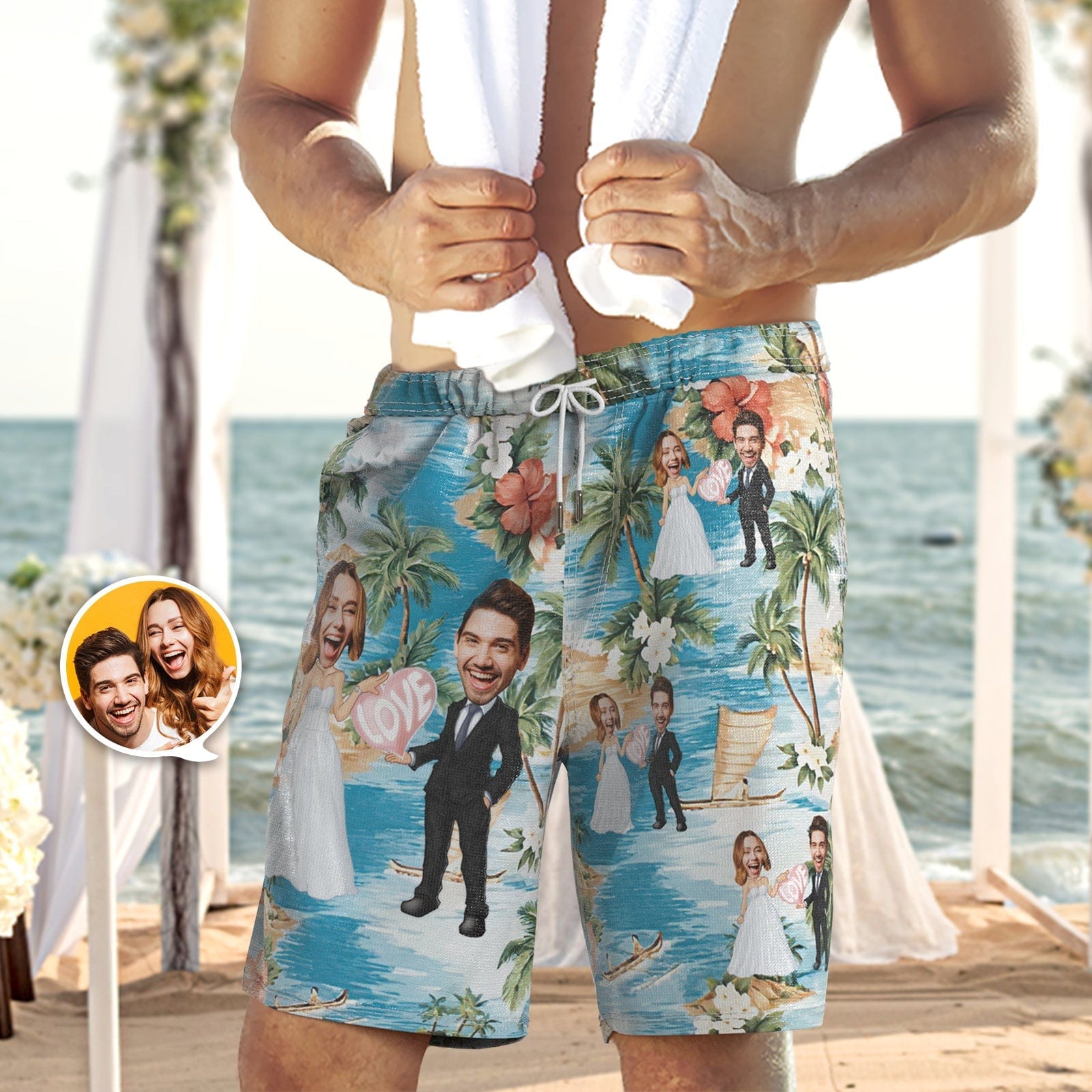 Custom Swim Cool Swimming Trunks With Face Personalized Beach Shorts ...