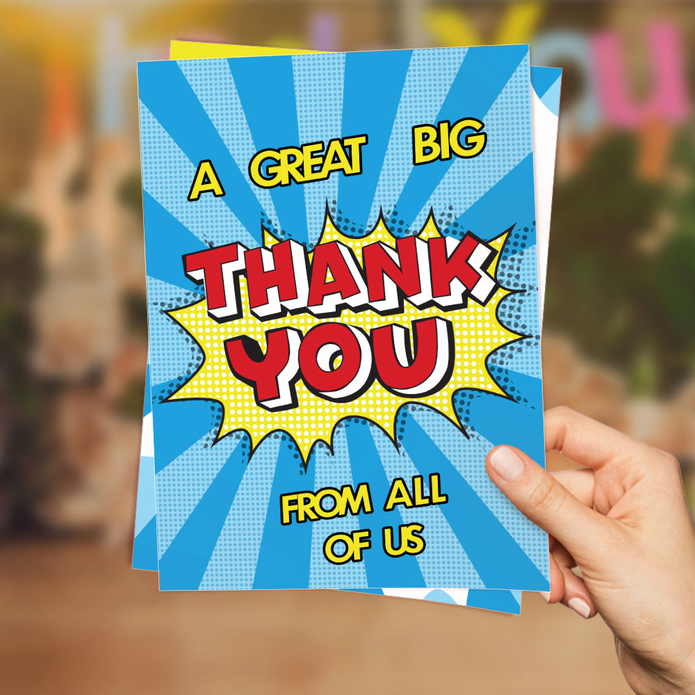 Thank You Card Superhero Comic Book Style Thank You from All of Us ...