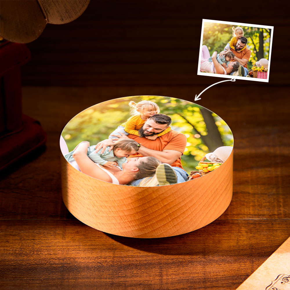 Custom Photo Wooden Music Box Rotating Base Music Tabel Decoration ...