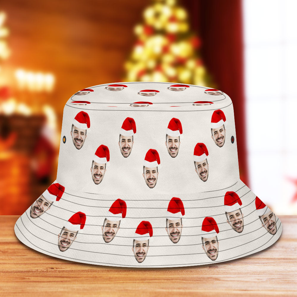 Custom Christmas Bucket Hat Personalized Face Unisex Fisherman Cap ...