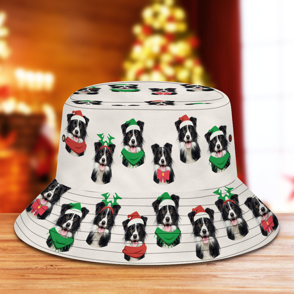 Custom Pet Christmas Bucket Hat Unisex Summer Beach Cap - MadeMine ...