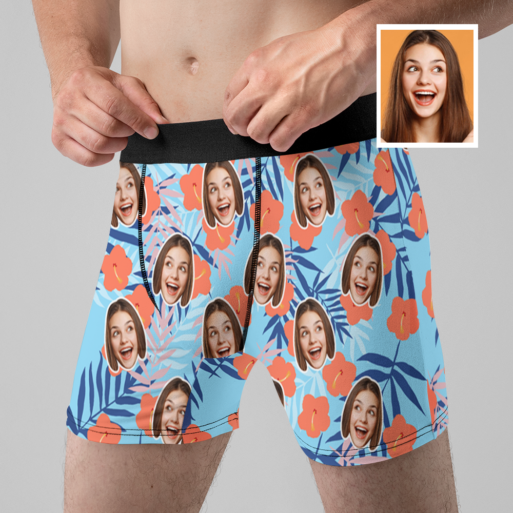 Custom Face Boxer Shorts Personalized Hawaiian Design Boxer Best Gift ...