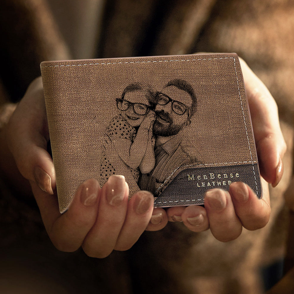 Custom Photo Wallet Bronzing Simplicity Men's Wallet Gifts For Dad ...