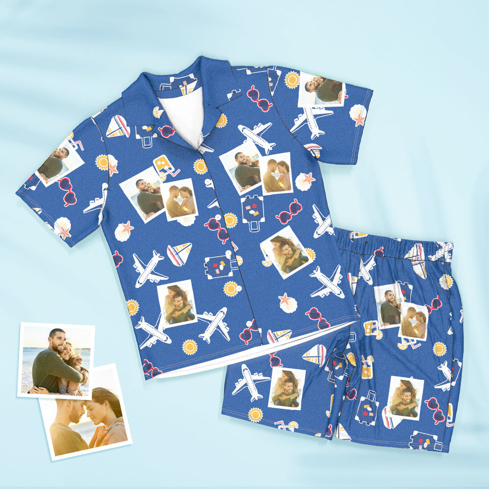 Custom Photo Short Sleeved Pajamas Personalised Travel Pajama Women Men ...