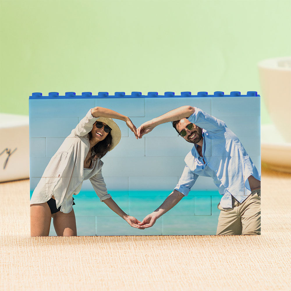 Custom Blue Building Block Puzzle Photo Bricks Gift for Lover ...