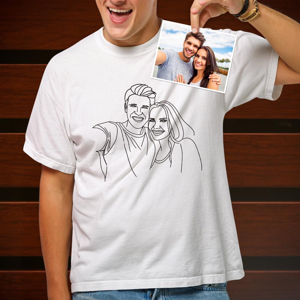 Custom Line Art T-shirt with Your Photo, Gift for Couples - MadeMine ...