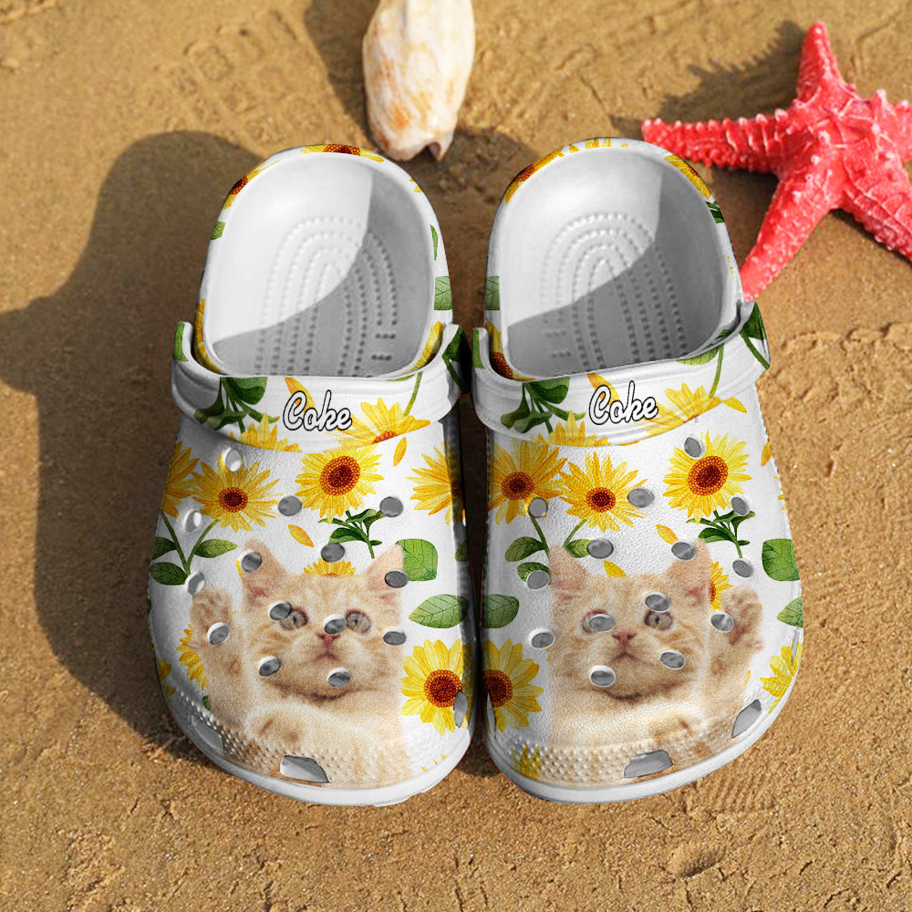 Personalized Pet Face Clog with Name Funny Sunflower Print Clogs ...