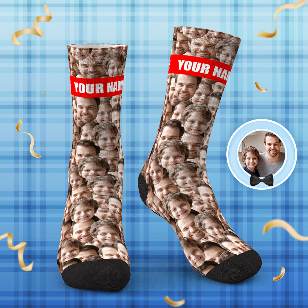 Custom Photo Mash Socks With Your Text - MadeMine Custom Drop Shipping