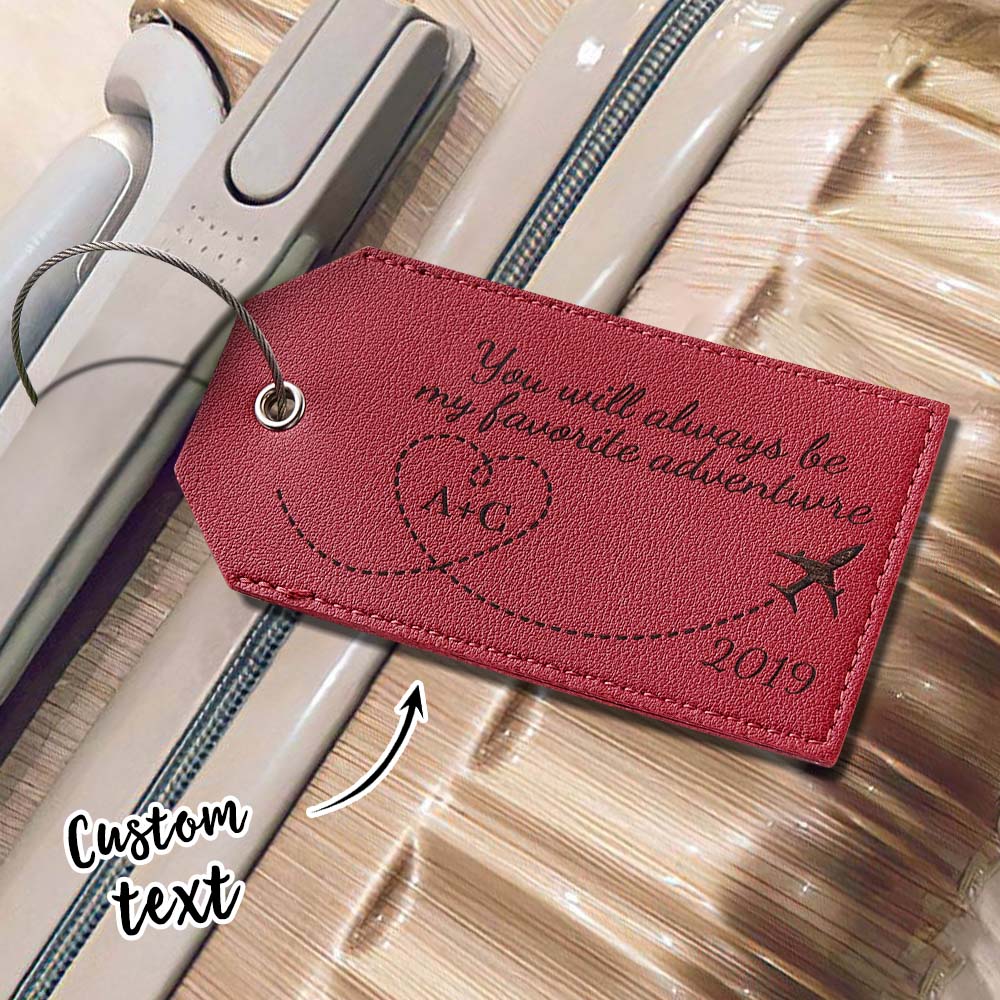 Personalized Engraved Leather Luggage Tag - Creative Airplane Path ...