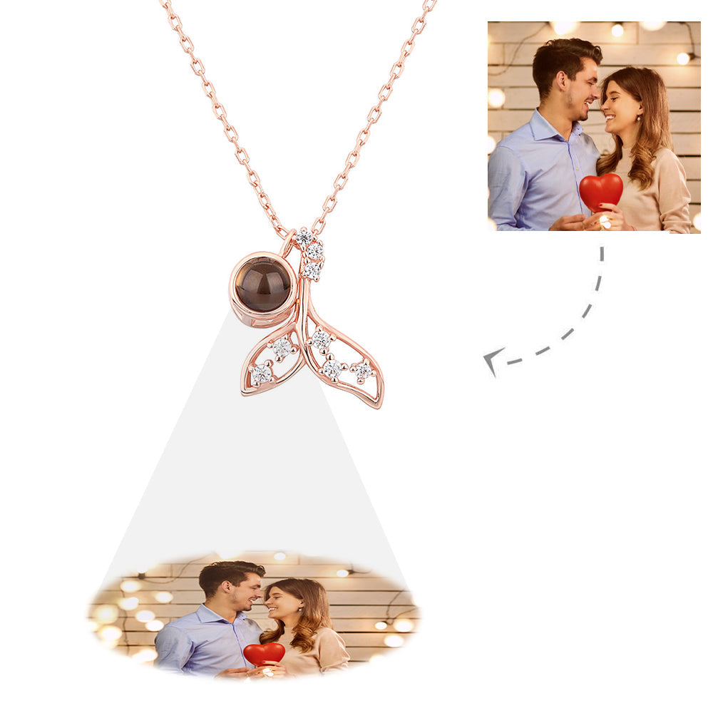 Custom Projection Necklace Mermaid Shape Photo Necklace Gift for Her ...