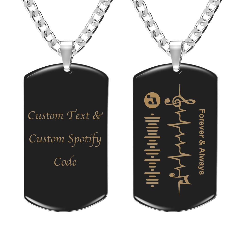 Custom Spotify Code Necklace Engraved Tag Necklace Music staff ...