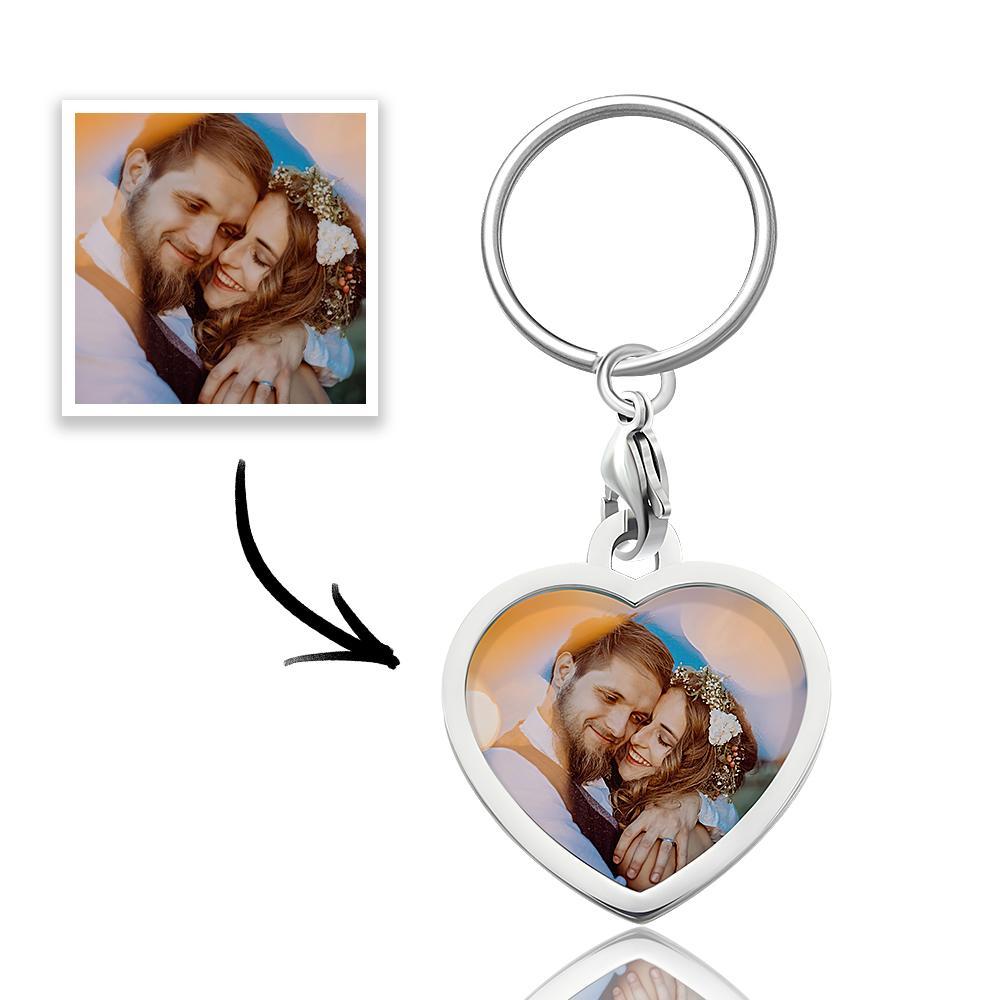 Custom Heart Shaped Photo Keychain Stainless Steel for Lover - MadeMine ...