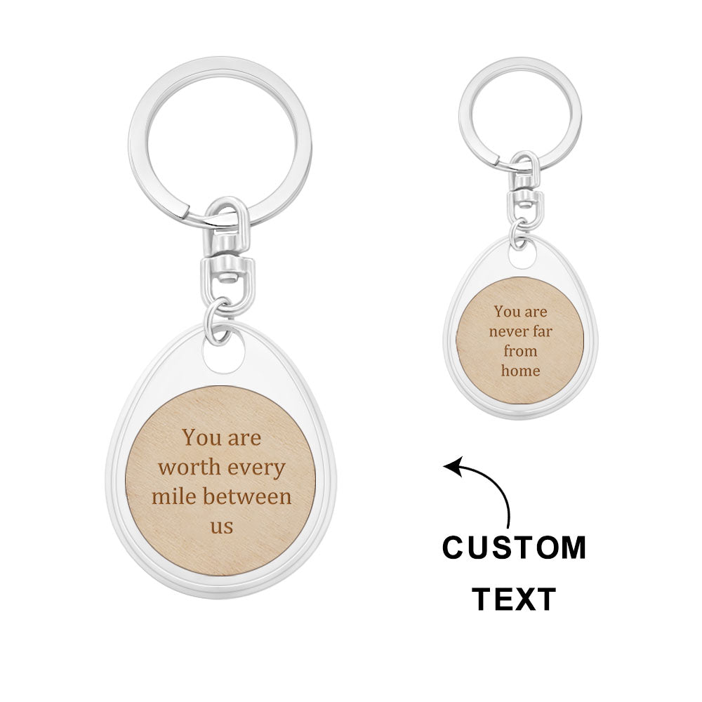 Custom Engraved Wooden Metal Keychain Personalized Text Anniversary ...