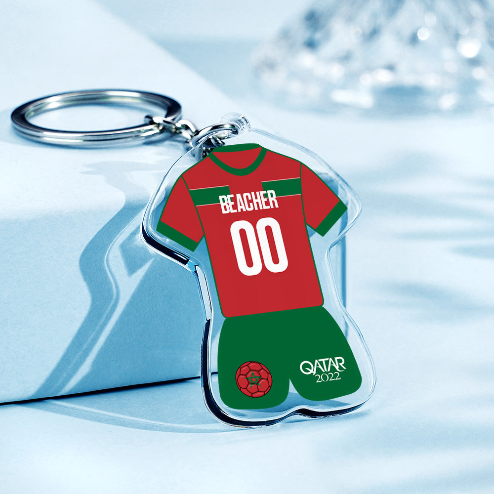 Personalized Name Keychain Morocco Football Team Jersey Keychain 2022 ...
