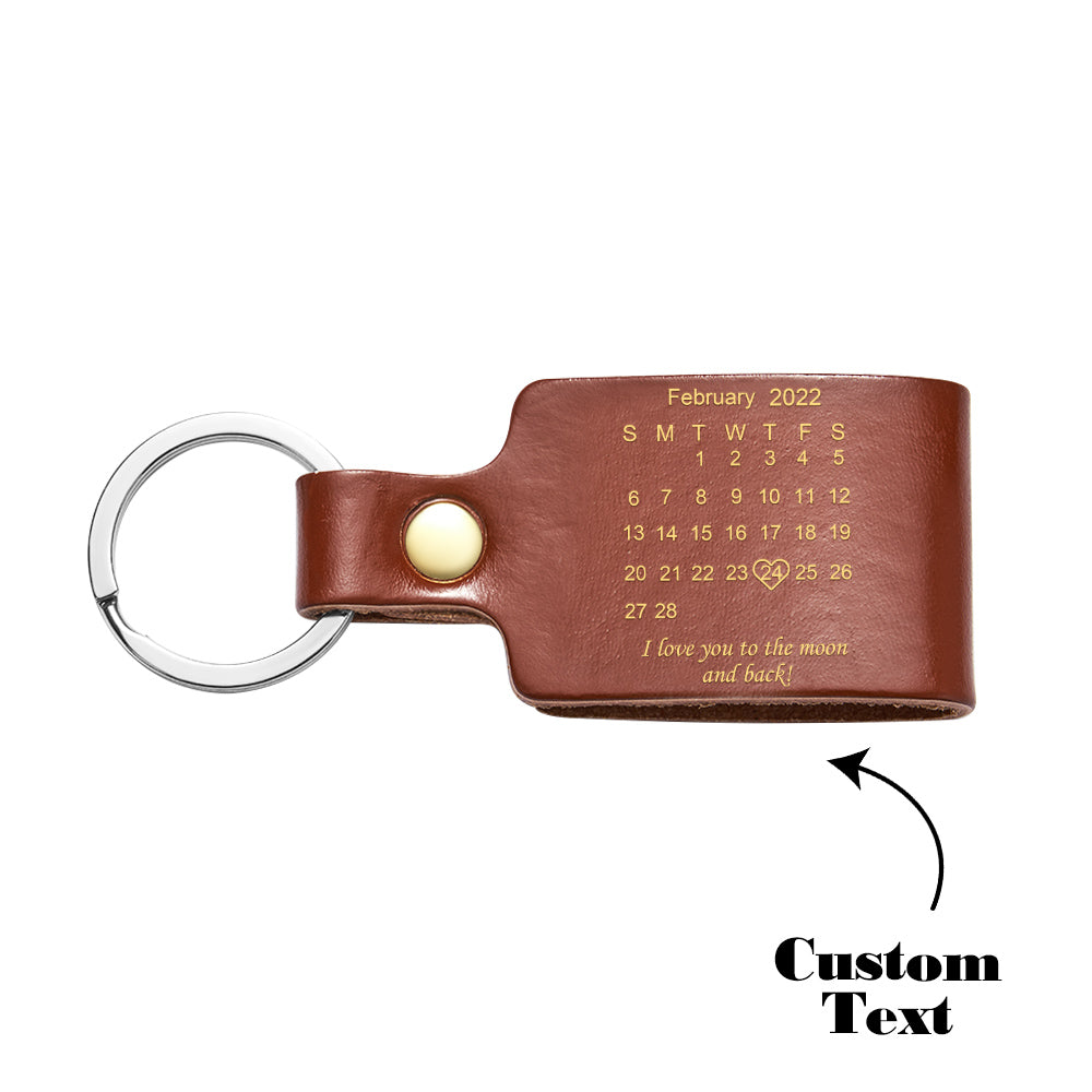 Custom Engraved Calendar Keychain Date Keychain Anniversary Gift - MadeMine Custom Drop Shipping