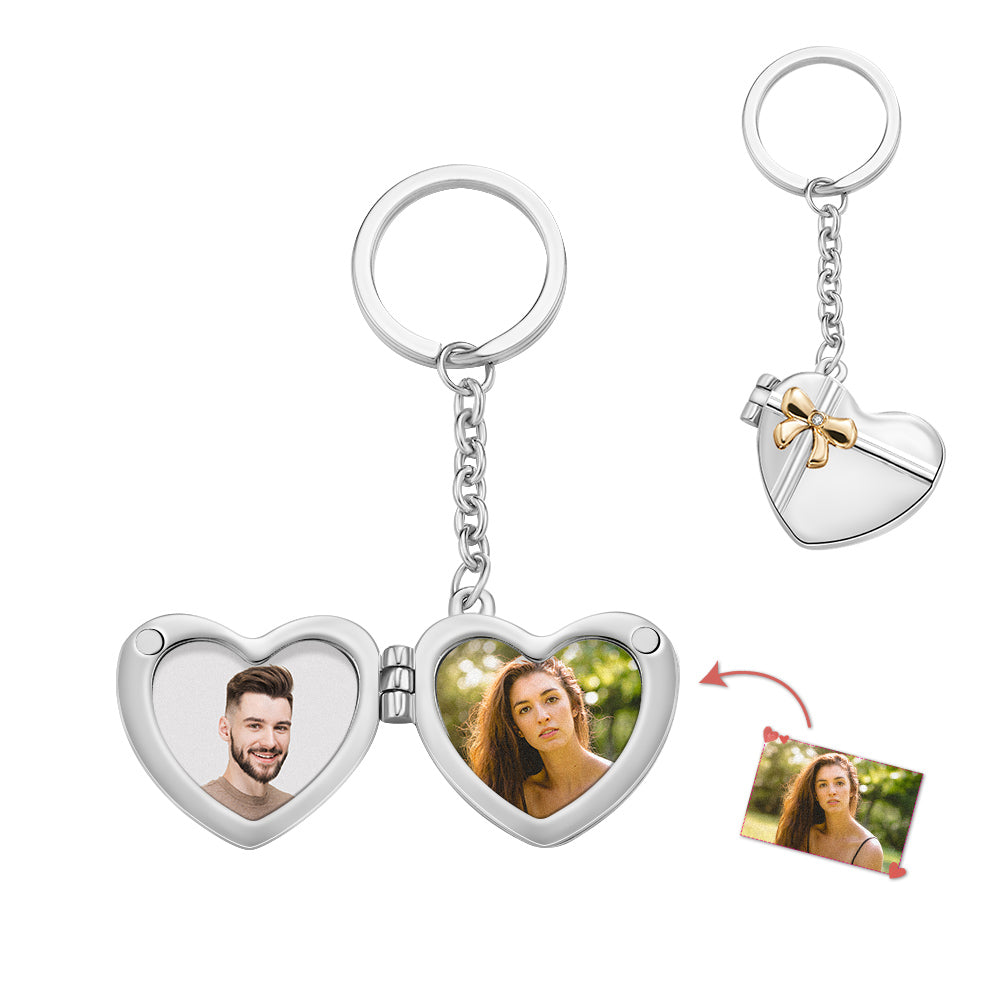 Custom Photo Keychain Double Photo Frame Heart-shaped Keychain ...