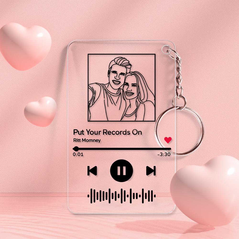 Custom Line Art Music Code Plaques Keychain, Engraved Custom Acrylic ...