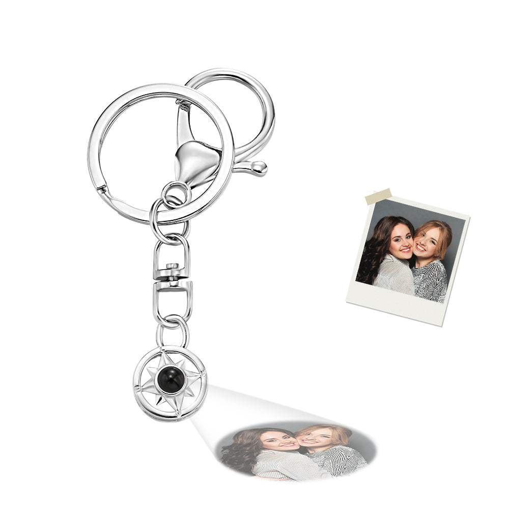 Custom Photo Projection Keychain Personalized Compass Projection ...