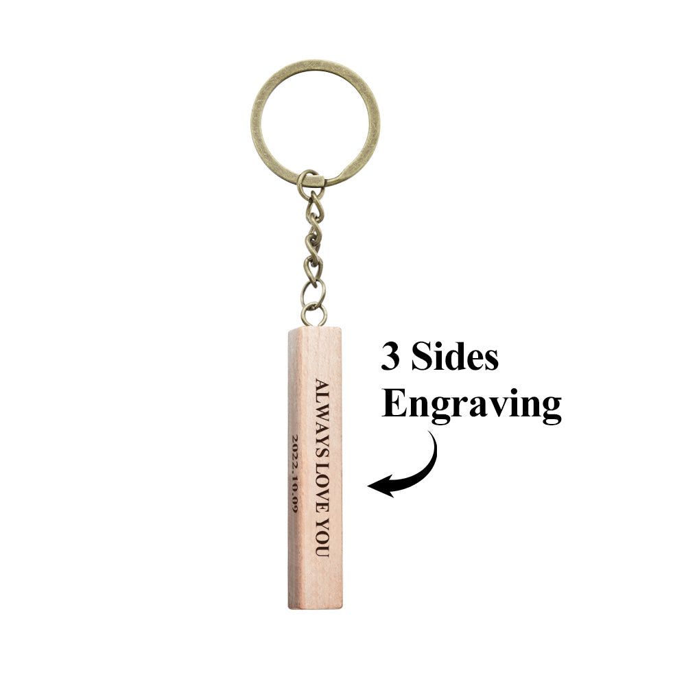 Custom Engraved Keychain Personalized 3 Sided Engraved Wooden Keychain ...