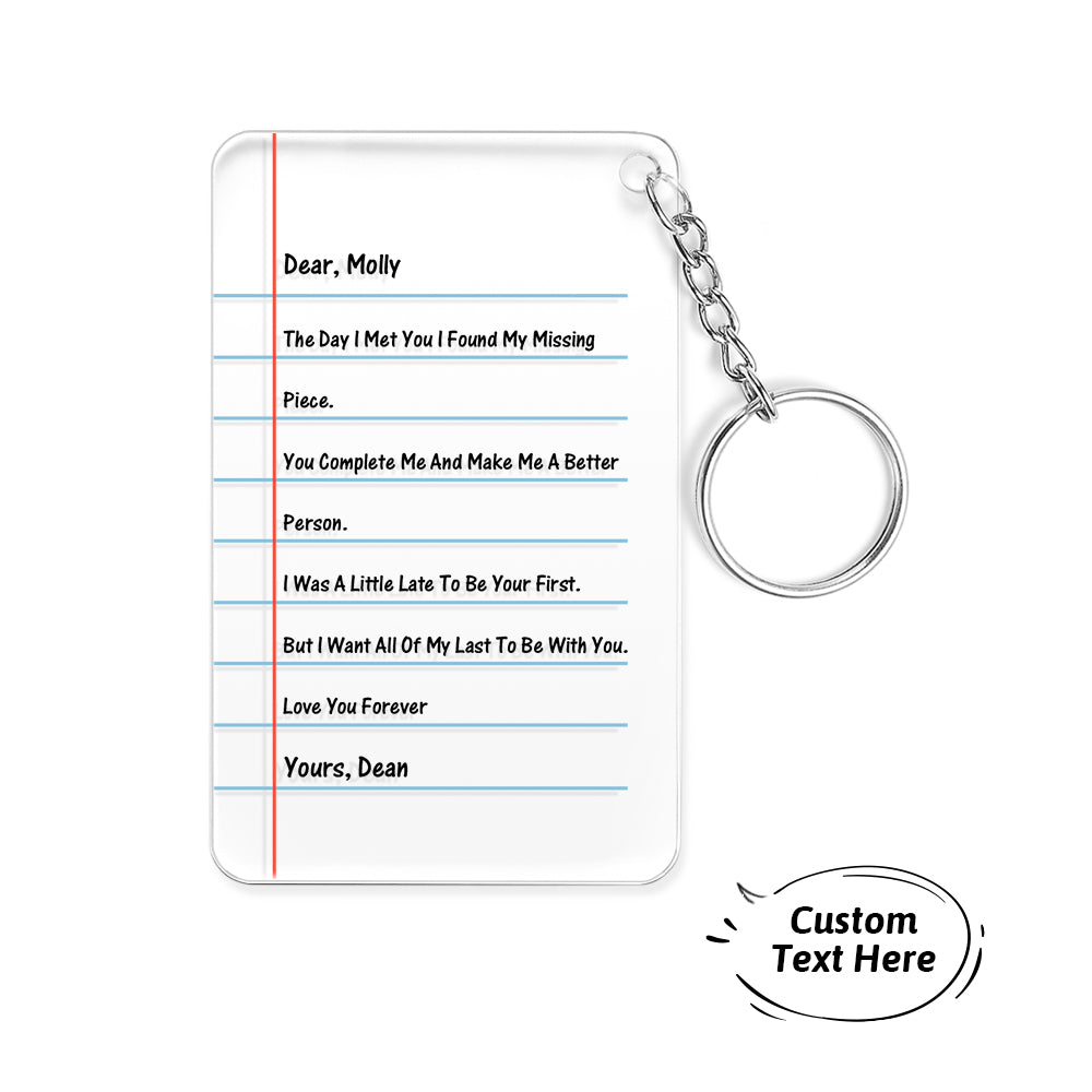 Custom Acrylic Love Letter Keychain Valentine's Day Gift For Boyfriend ...