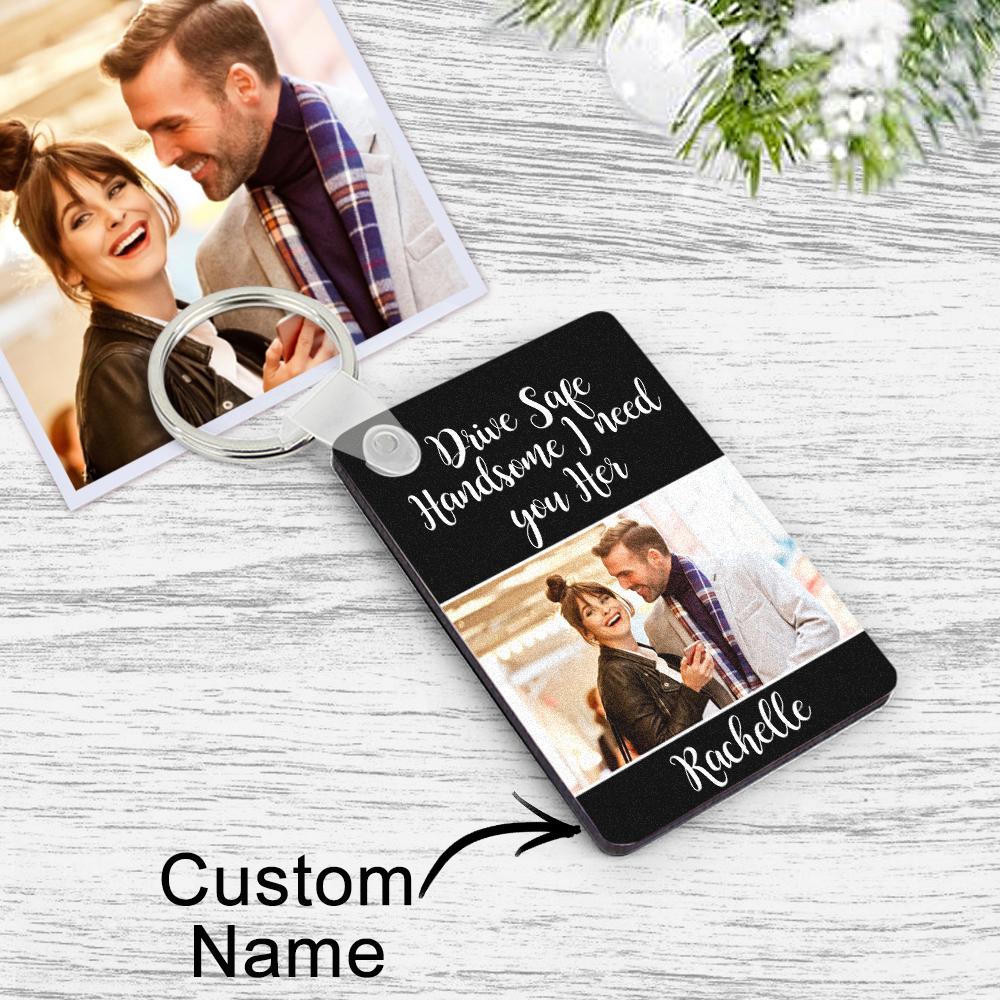 Custom Photo Engraved Keychain Drive Safe Couple Love Gifts - MadeMine ...