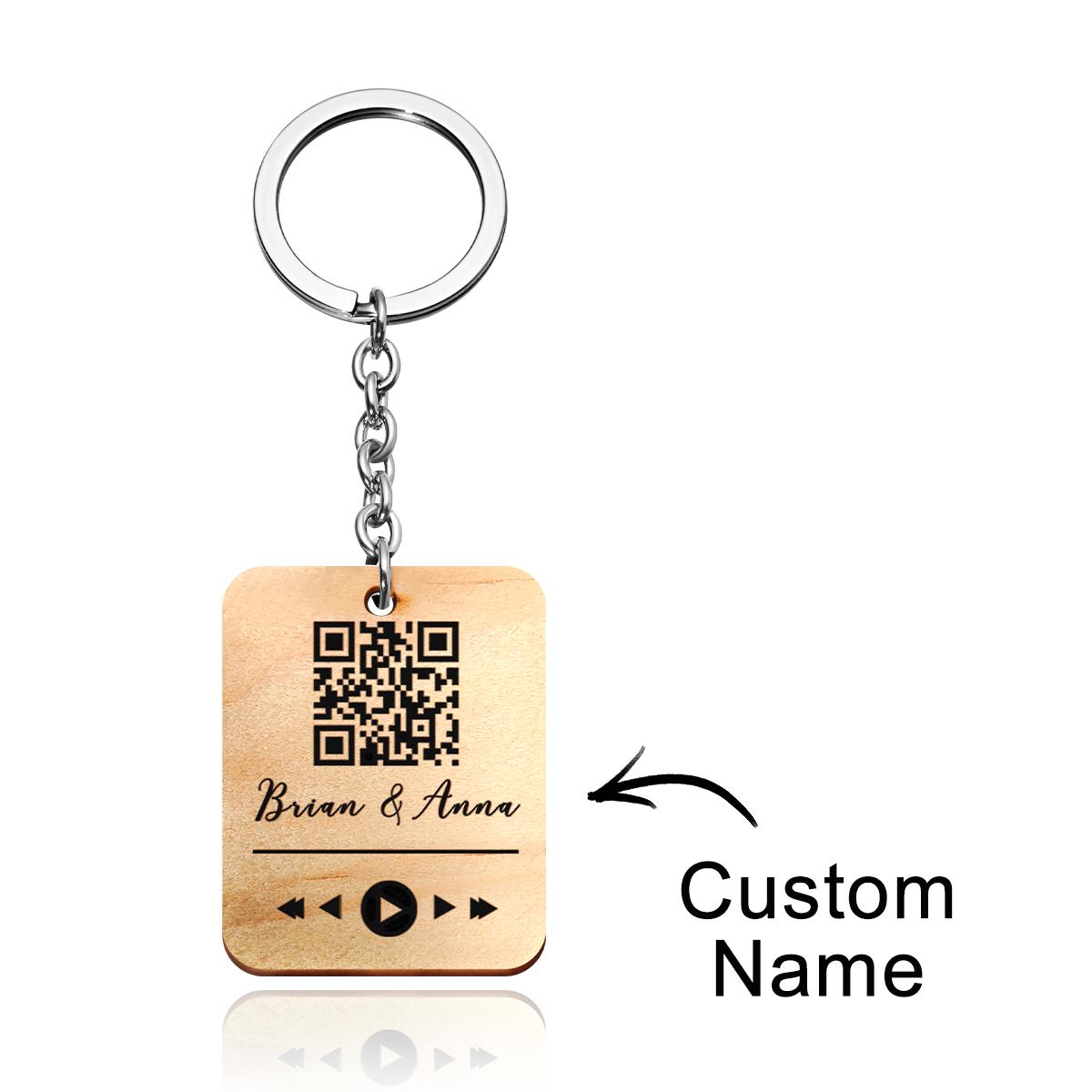 Custom Wooden QR Code Key Chain With Your Text - MadeMine Custom Drop ...