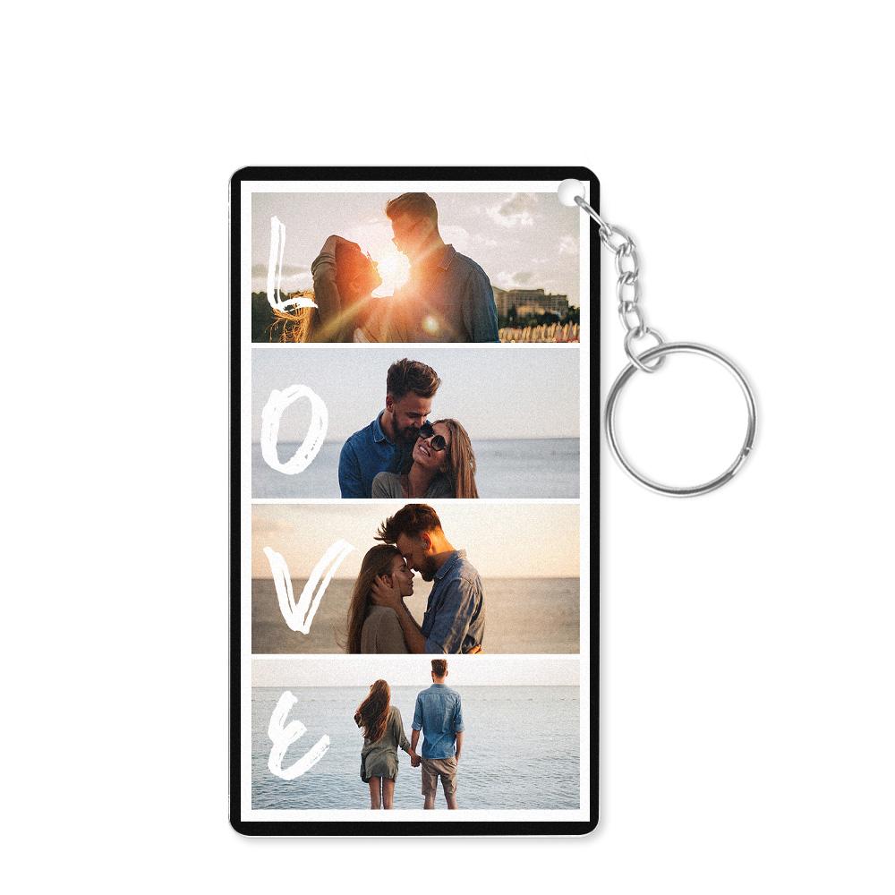 Custom Key Chain With Four Photos And Personalized Text Acrylic Key ...