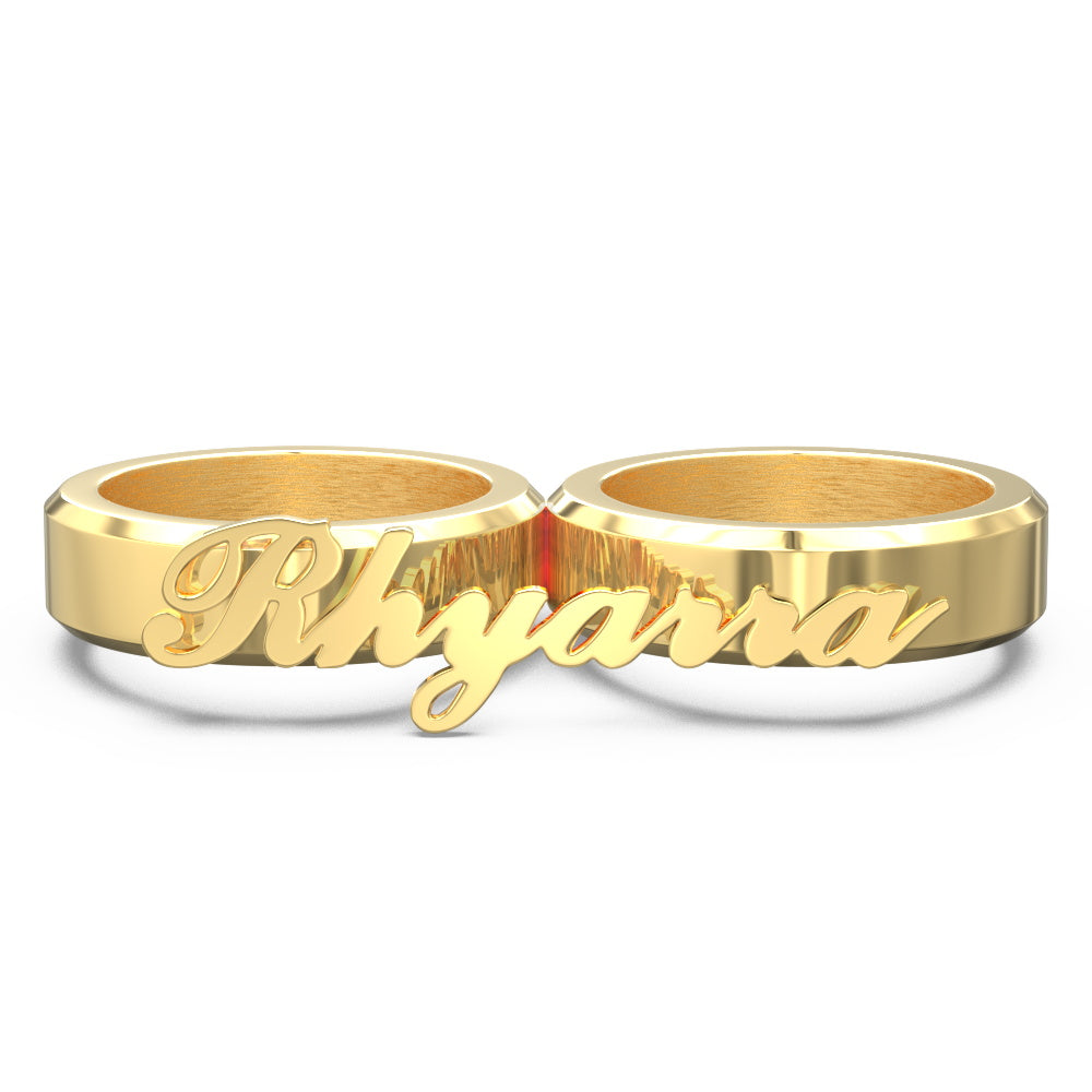 Engravable Double Fingers Ring Two Fingers Ring - MadeMine Custom Drop ...