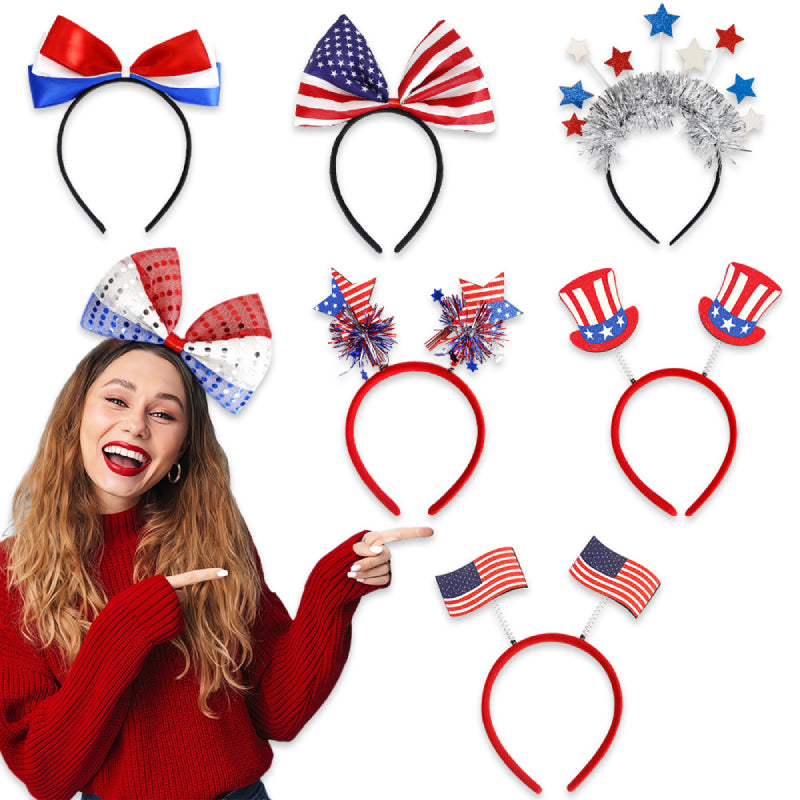 7 Pcs 4th of July Patriotic Head Boppers Headbands for Independence Day ...