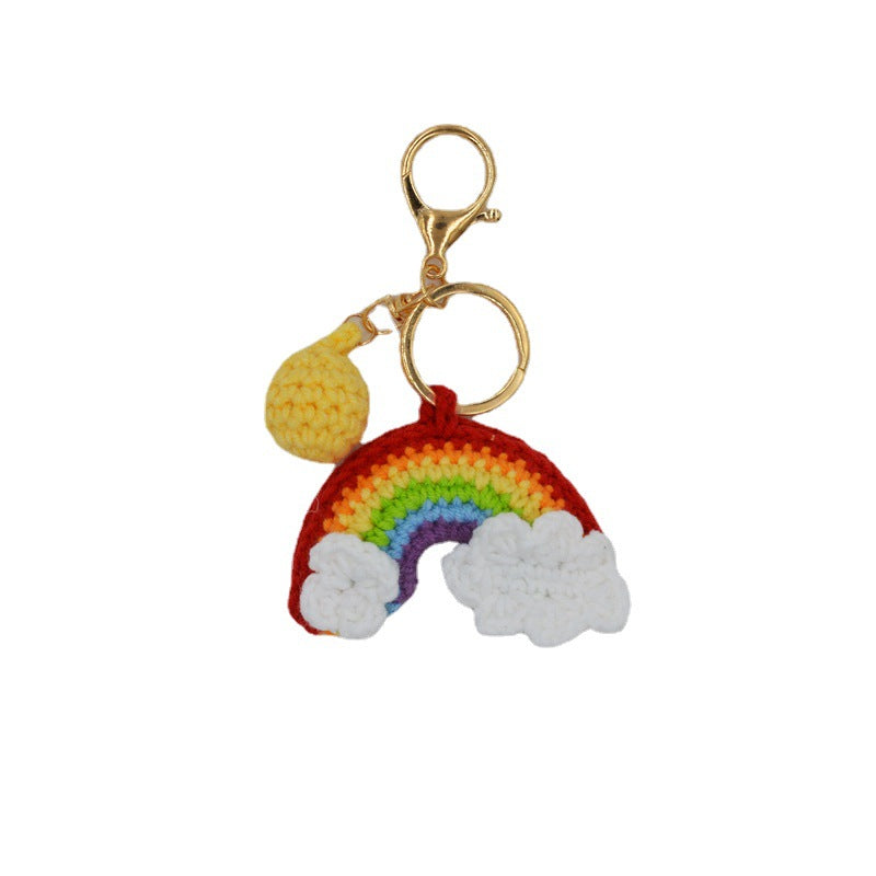 Rainbow Handmade Knitted Keychain Cute Crochet Key Pendant Bag ...