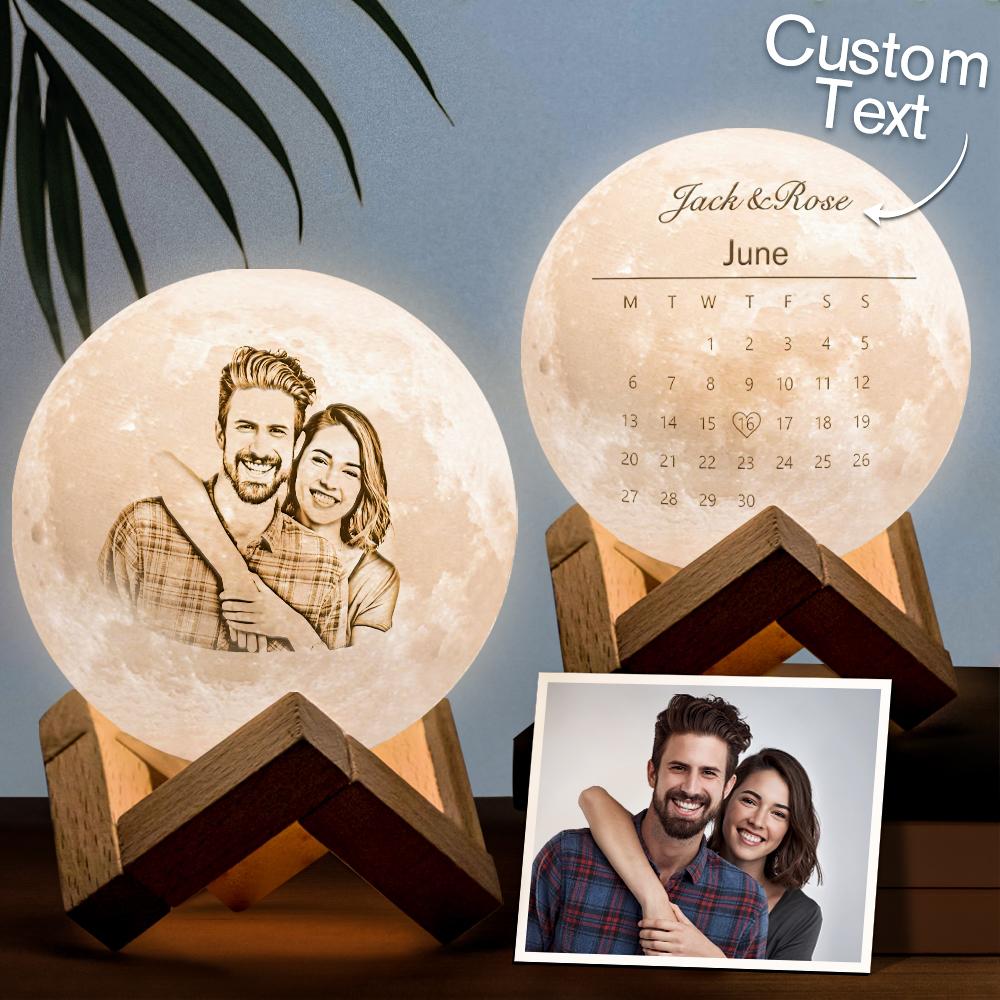 Custom Photo Moon Lamp Name 3d Light Christmas Gift Engraved Moon Lamp ...