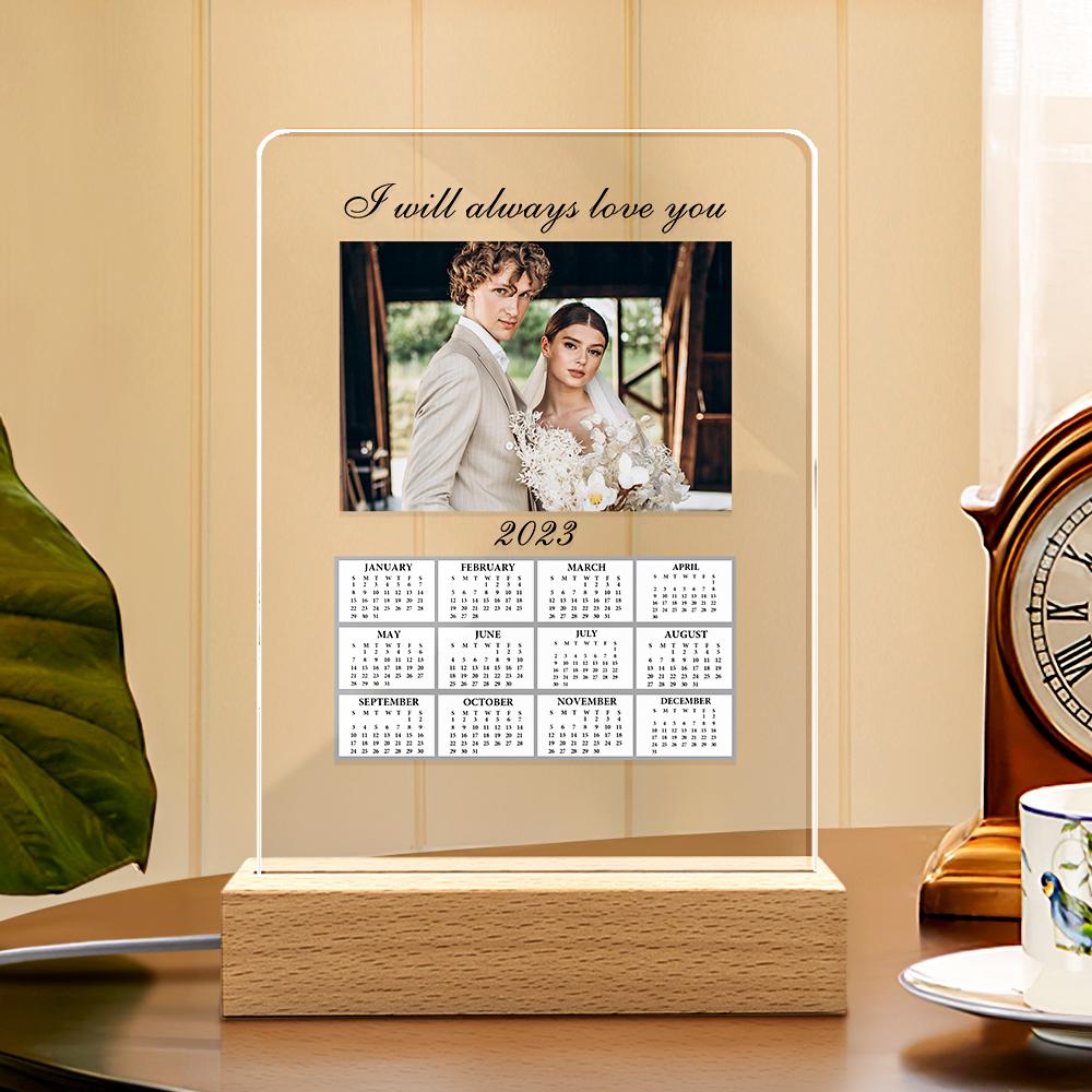 Custom Acrylic Calendar Personalized Night Light with Your Photo Gifts ...