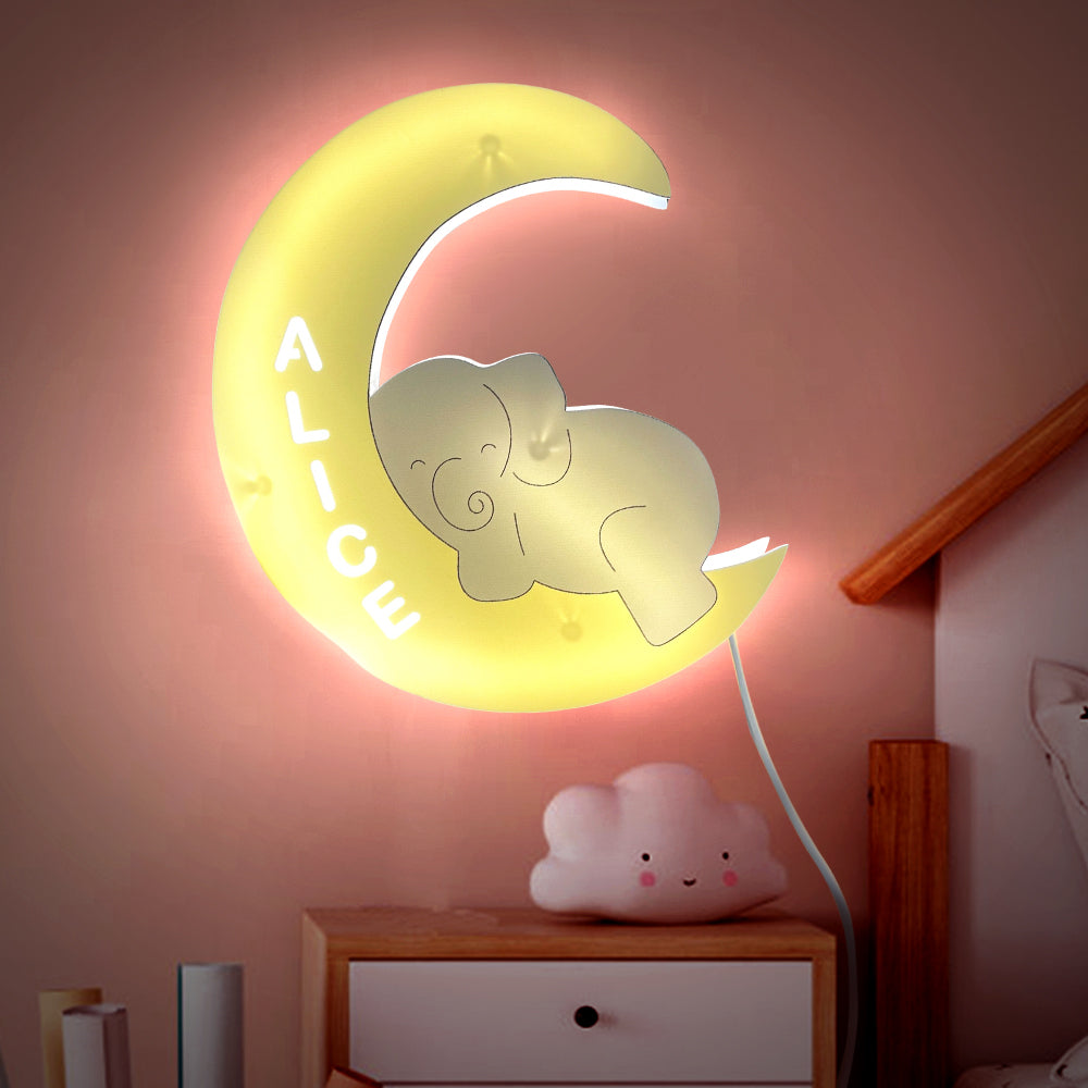 Personalized Name Baby Elephant Wall Light for Kids Room Birthday Gift ...