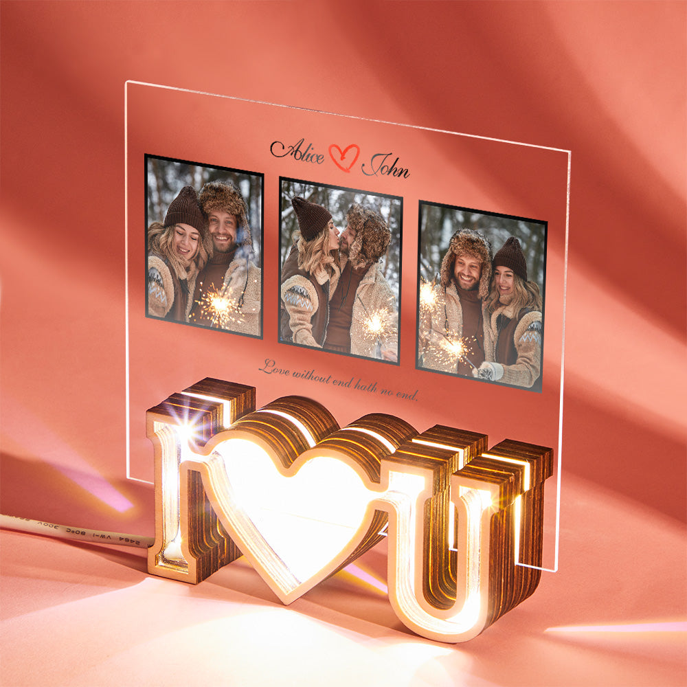 Custom Photo Engraved Night Light Acrylic Plaque LED Love Gifts ...