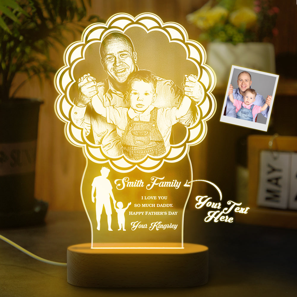 Custom Photo Father Child Lamp Personalized Engraved 7 Colors Acrylic ...
