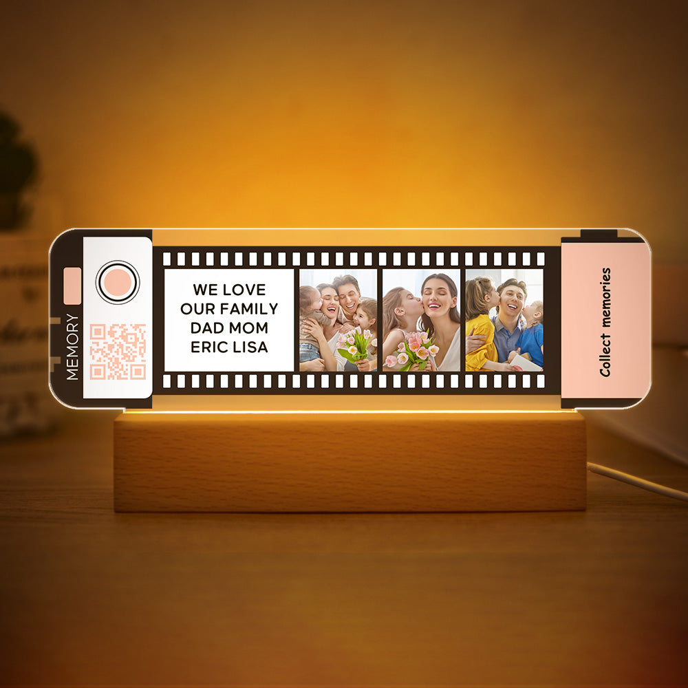 Custom QR code Acrylic Filmstrip Plaque Night Light Gift for Family ...