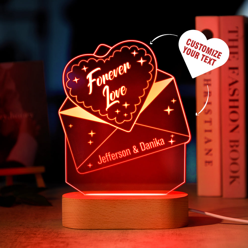 Custom Text Acrylic Envelope Night Light Personalized Coloful Lamp ...