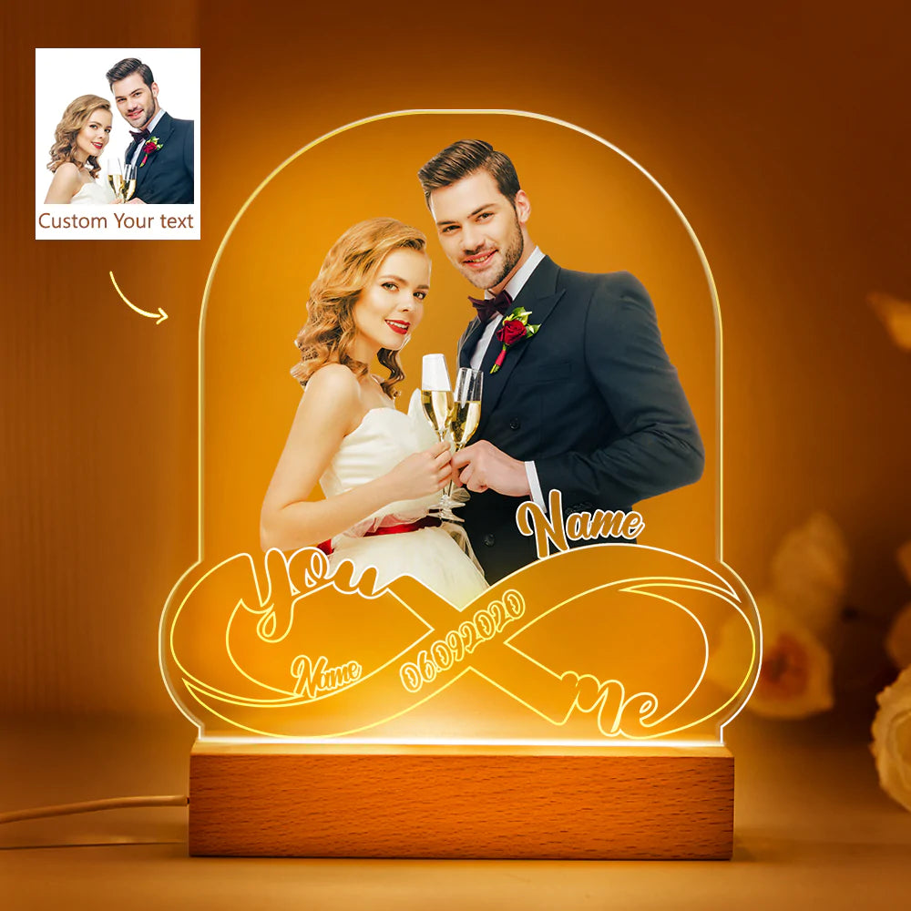 Custom Photo Led Lamp Infinity Symbol Personalized Name Nightlight ...