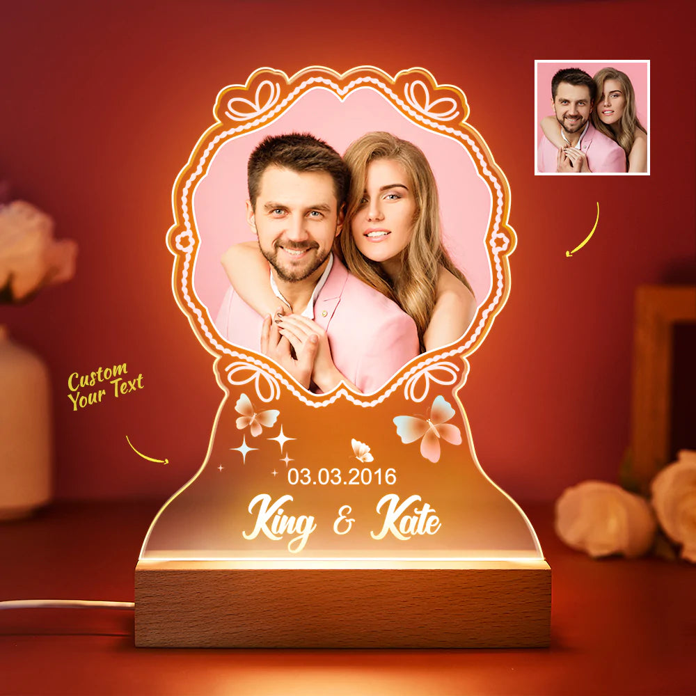 Gift for Her/Him Custom Led Lamp with Name and Photo Valentine's Day ...