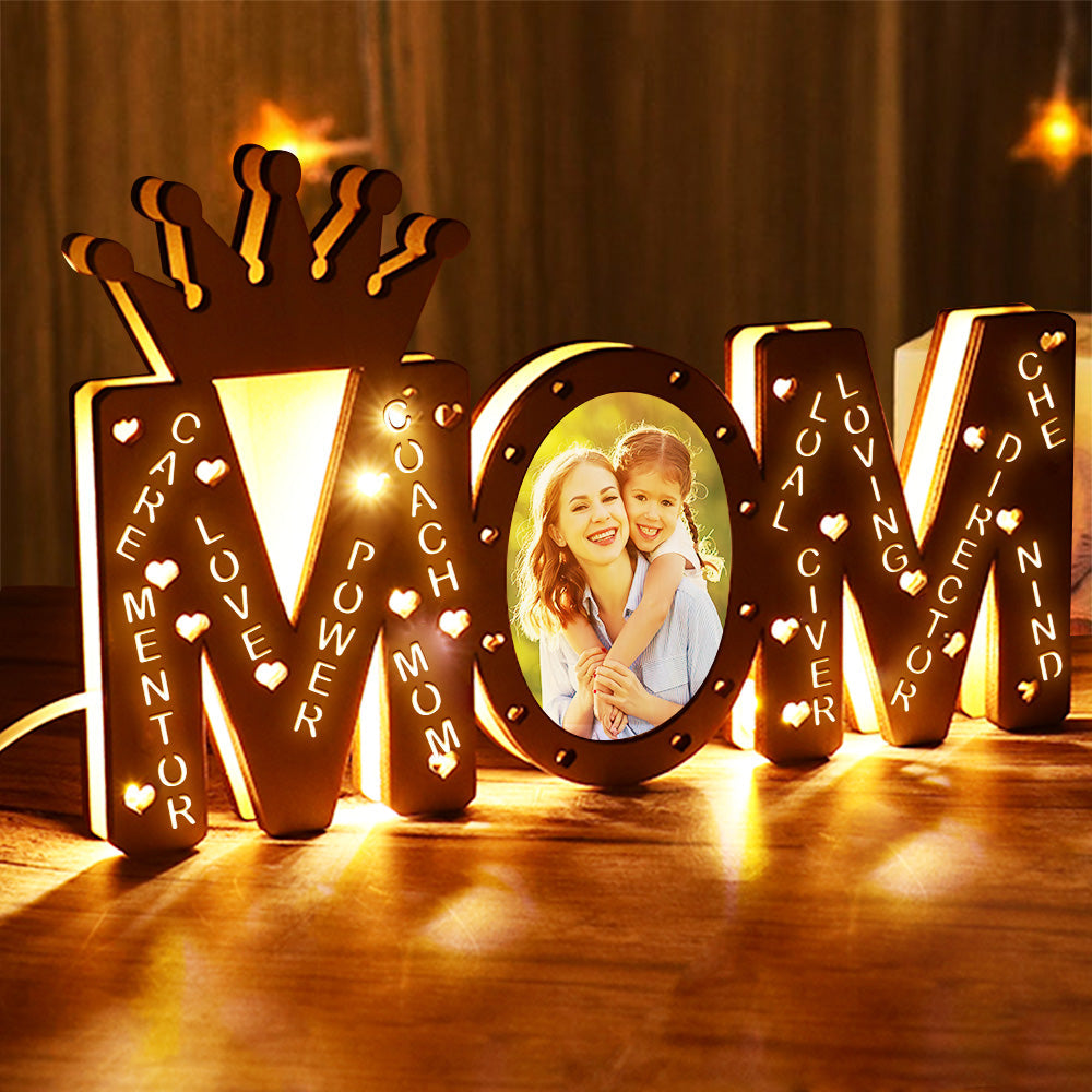 Custom Mom Photo Light Personalized Wood LED Name Lamp Decoration ...