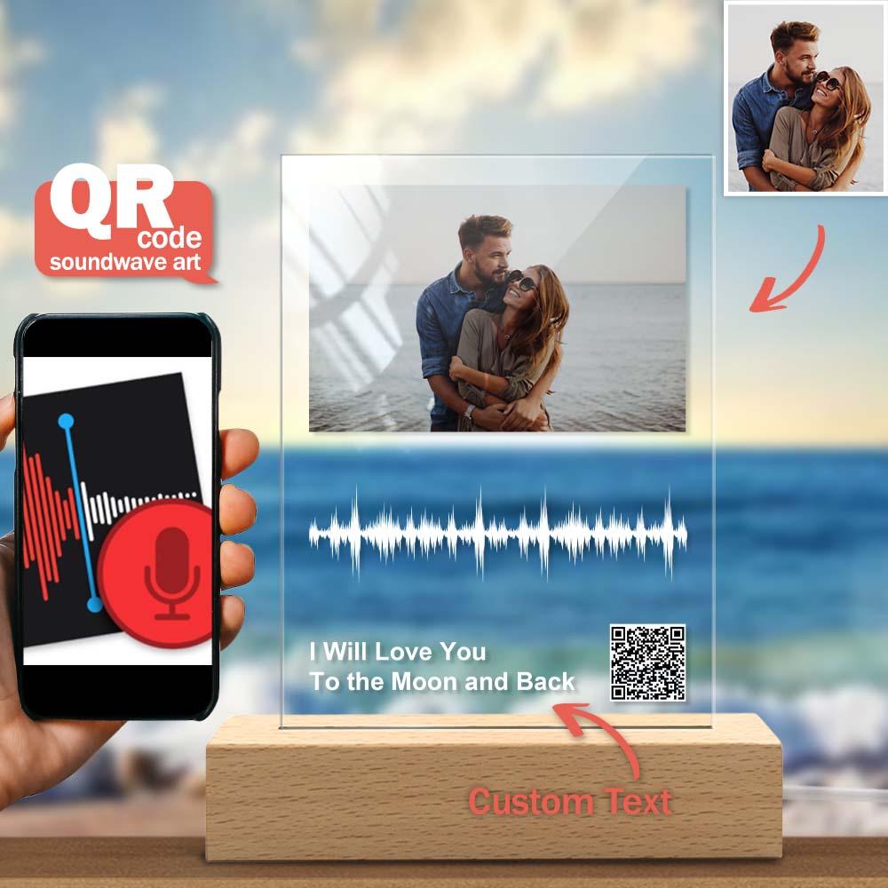 Custom Photo Plaque Night Light QR Code Engraved Sound Wave Lamp for ...