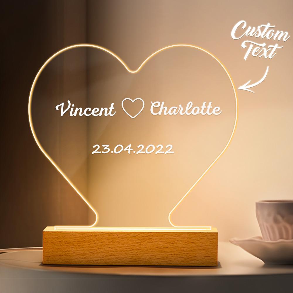 Custom Heart Shape Night Light Engraved Night Light Anniversary Gifts ...